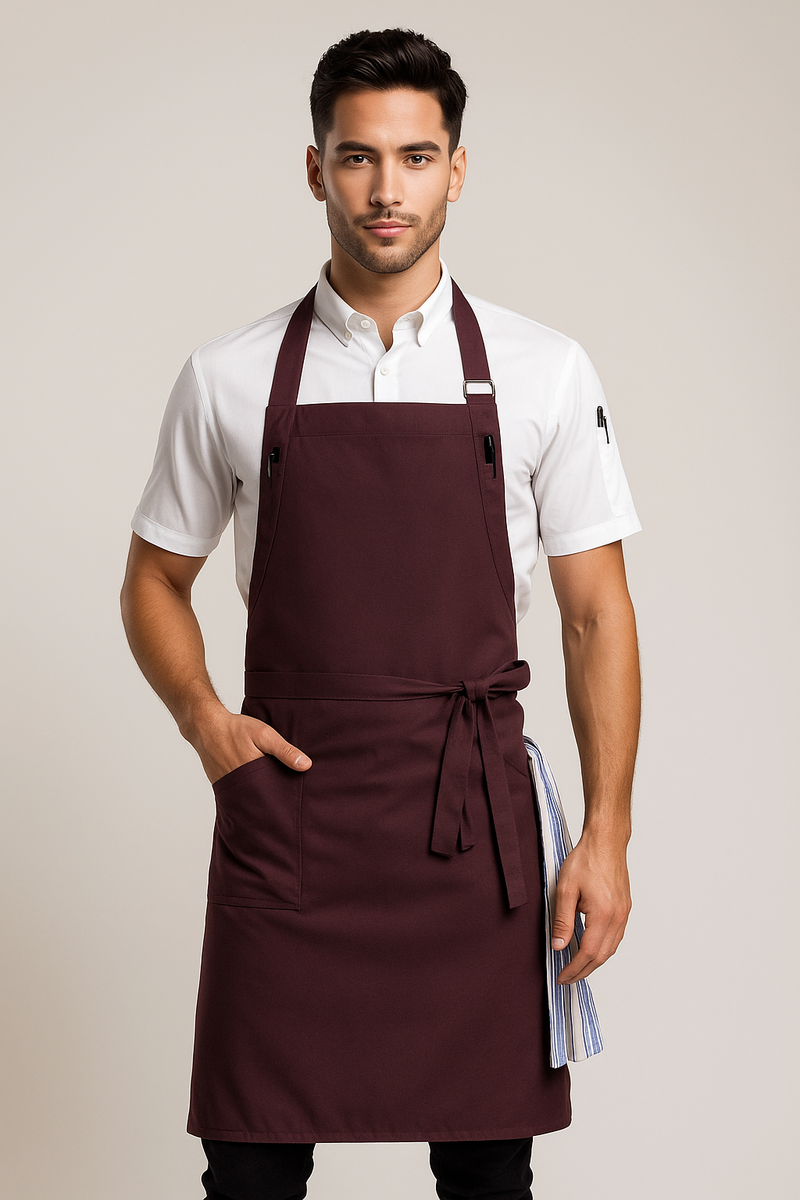 Plum Colour Bib Chef Aprons Niche | Chef uniform | Ace Chef Apparel ...