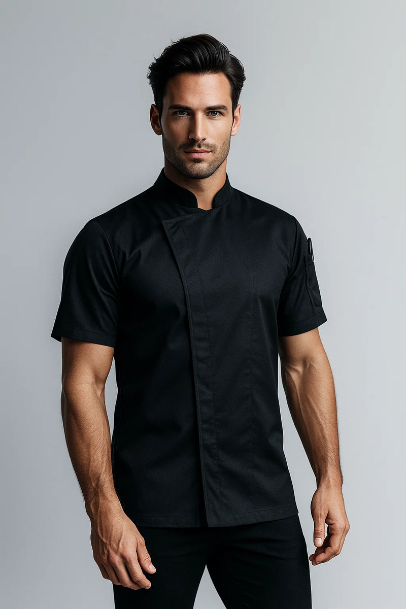 Chef Jacket Black Short Sleeve Tunic | Chef Jackets | chefs uniform ...